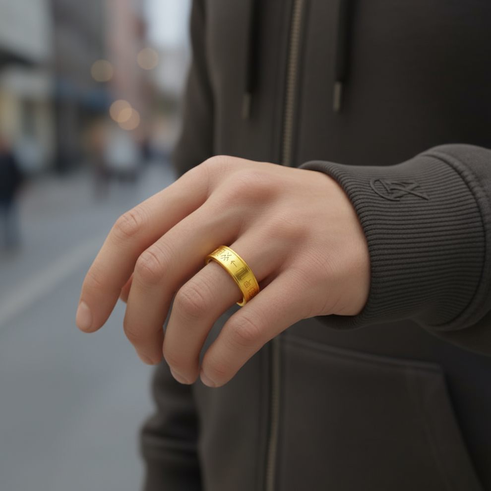 Digital Monsters Holy Ring in 14k Gold – Sacred Ring – KAIWORKS