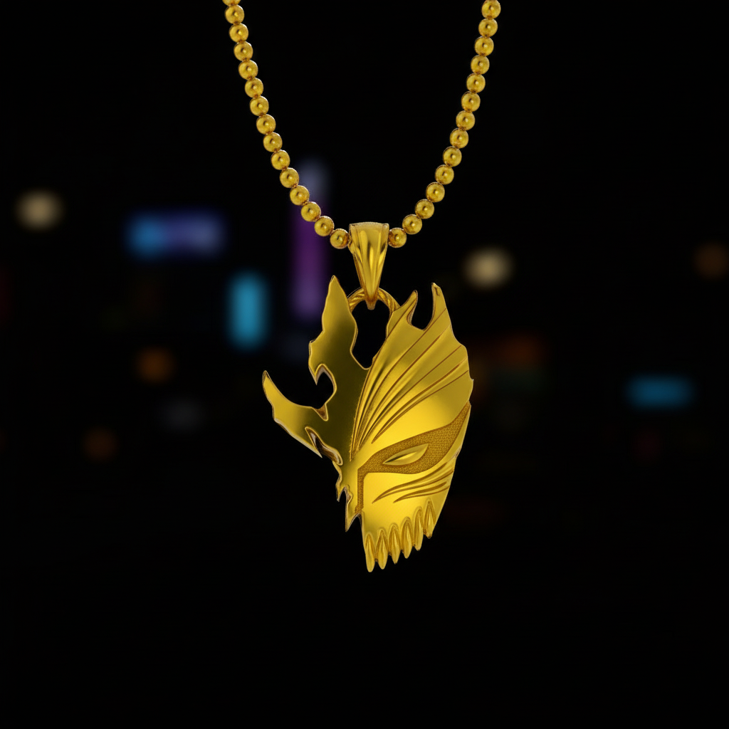 Hollow Mask Pendant in 14K Gold - Anime Inspired Jewelry – KAIWORKS