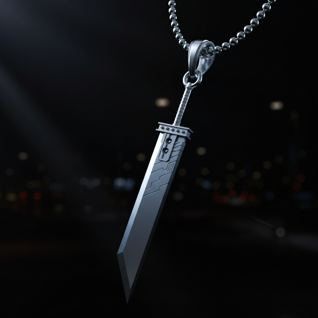 Fantasy Sword Pendant with Materia - Handcrafted Video Game Jewelry ...