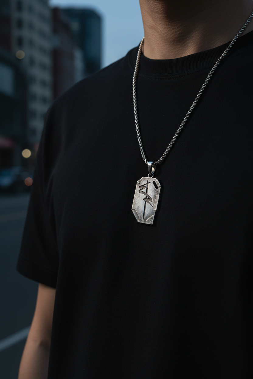 Edgerunner Chip Pendant – Cyberpunk-Inspired Jewelry for Rebels – KAIWORKS