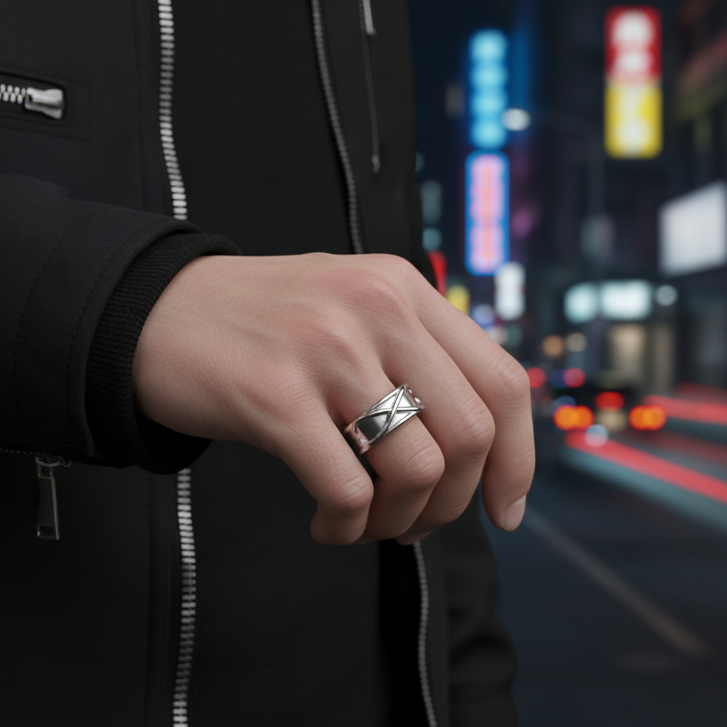 Time Ring Anime-Inspired - Unique Solid Silver Design – KAIWORKS